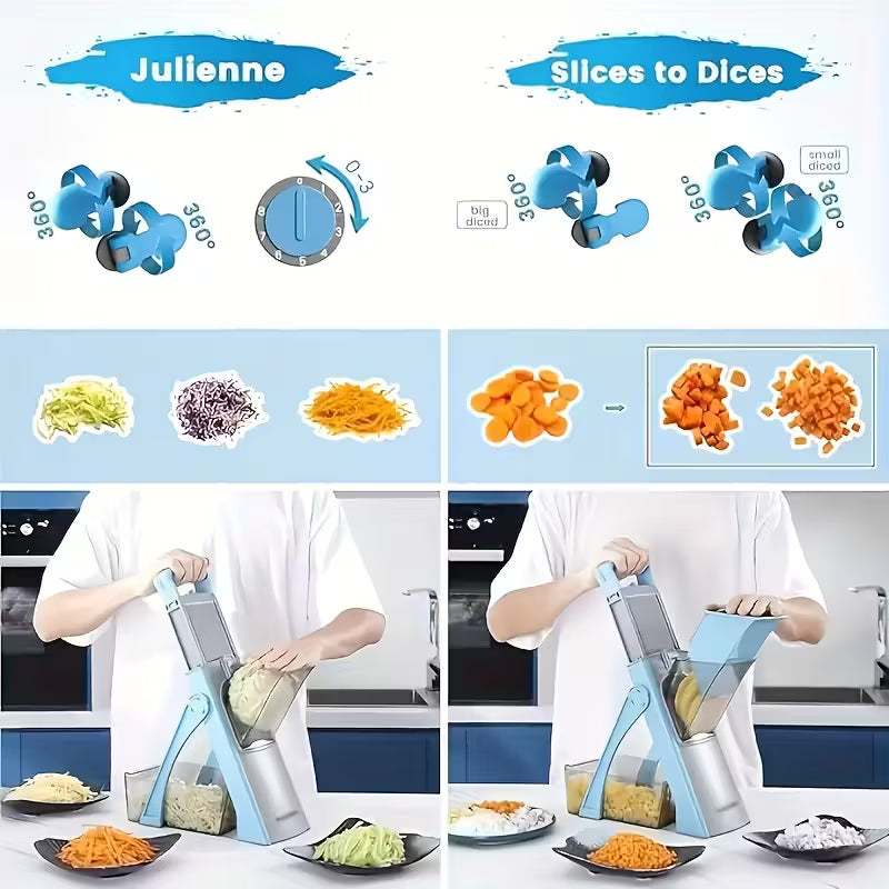 Manual Mandoline Slicer with Stainless Steel Blades, Adjustable Thickn ...